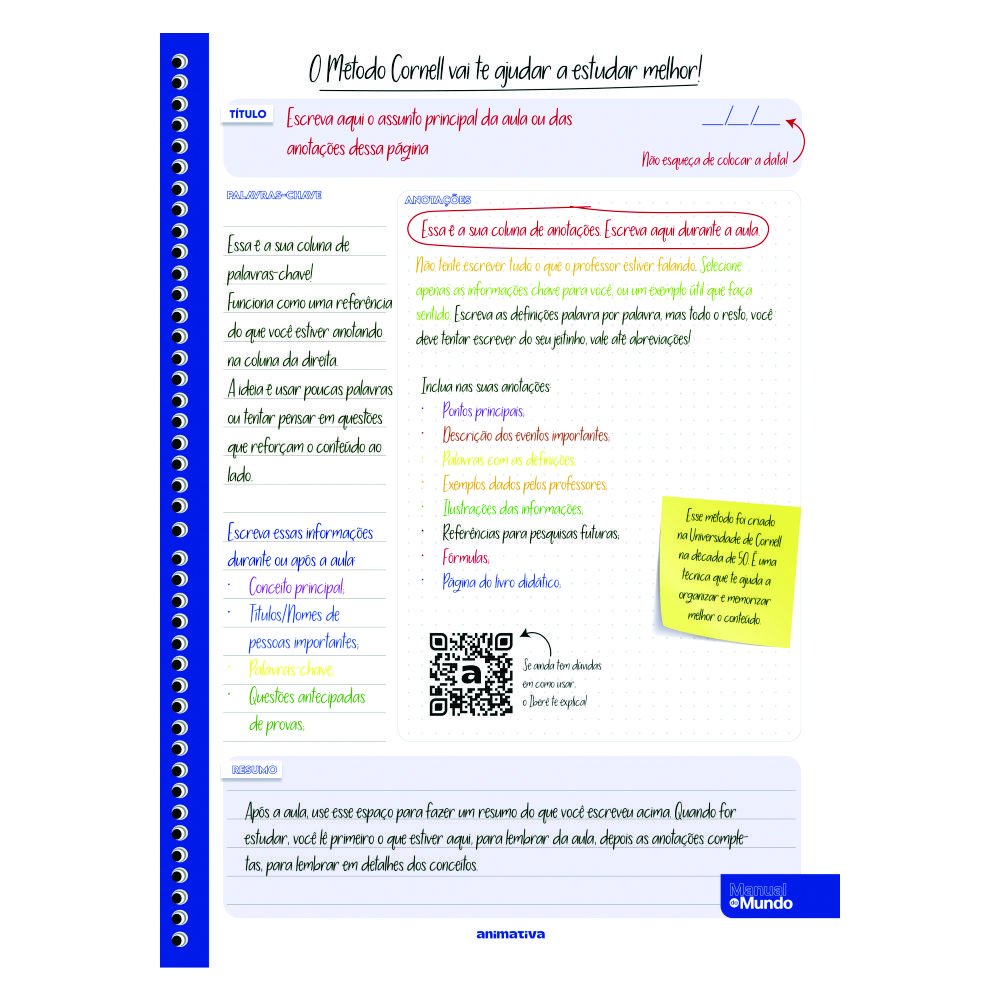 Caderno Universitário Manual do Mundo - 80 Folhas, Pacote com 4 Unidades